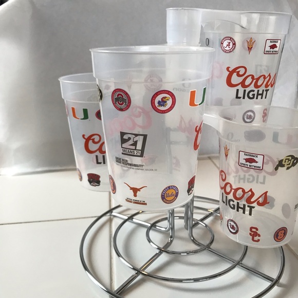 Dining | 4 Ncaa Coors Light Pint Draught Tower Plastic Cups With Metal ...